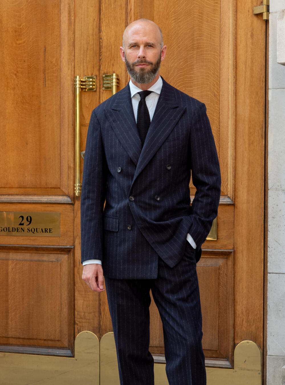 Reviving the navy chalk-stripe suit: Ciardi DB in Fox collab cloth ...